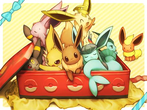 Eevee Espeon Flareon Fuchisa Glaceon Jolteon Leafeon Pokemon Sleeping