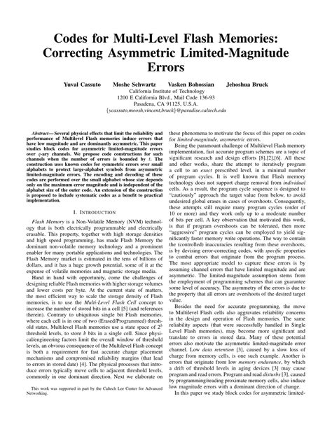 Pdf Codes For Multi Level Flash Memories Correcting Asymmetric