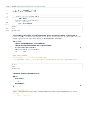 Cybersecurity Essentials Final Quiz UnderGrad IT C Started On Sunday February