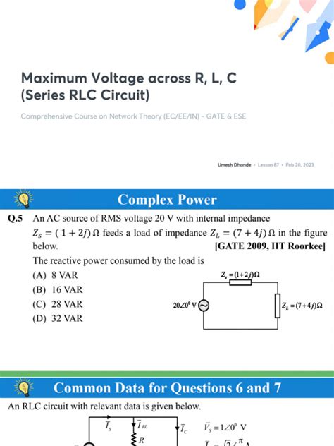 maximum voltage across r l c series rlc circuit with anno pdf