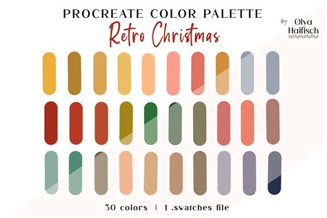 Retro Christmas Procreate Color Palette Graphic By Olya Haifisch Creative Fabrica
