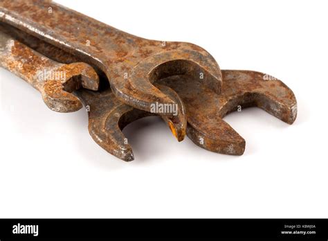 Old Rusty Spanners Isolated On White Background Stock Photo Alamy