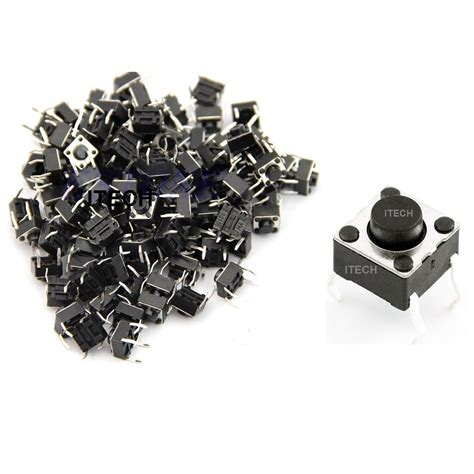 100 Pçs Micro Chave Push Button 4 Pinos Dip Protoboard 6x6x5 Shopee