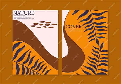 Premium Vector Leaf Pattern Cover Design Set Abstract Hand Drawn