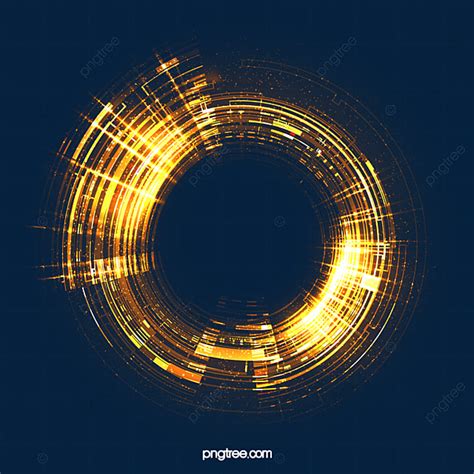 골든 방사선 스트리밍 기술 일러스트 링 과학 기술 공상 과학 둥근 상자 Png 일러스트 및 Psd 이미지 무료 다운로드