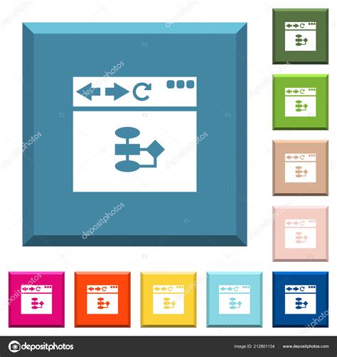 Browser Flow Chart White Icons Edged Square Buttons Various Trendy Stock Vector By