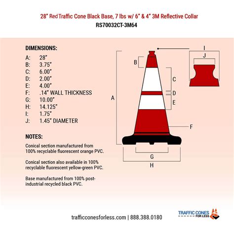 28 Red Traffic Cone W6 And 4 3m Reflective Collar 7 Lb Base