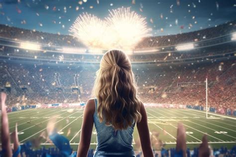 Premium Ai Image Rear View Of Female Cheerleader Looking Away Against