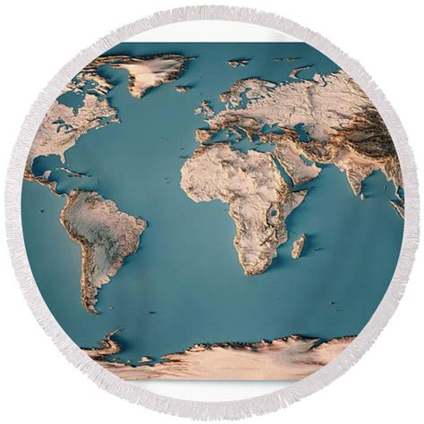 World Map Eckert Iii 3d Render Topographic Map Dark Ocean Neutra Jigsaw Puzzle By Frank Ramspott