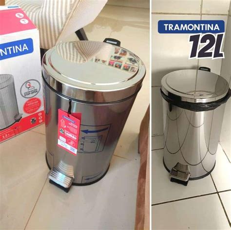 Tramontina 94538 112 Lixeira Pedal em Aço Inox Acabamento