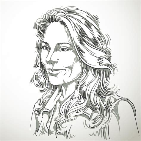 Premium Vector Vector Art Drawing Portrait Of Gorgeous Dreamy Girl