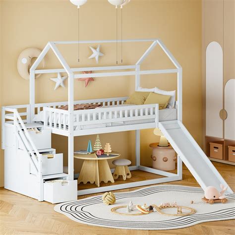 Gotagee Kinderbett Kinderbett 90x200cm Hochbett Mit Rutsche Und