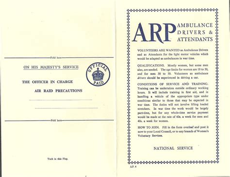 Ww2 Civil Defence Application Form For Arp Ambulance Drivers
