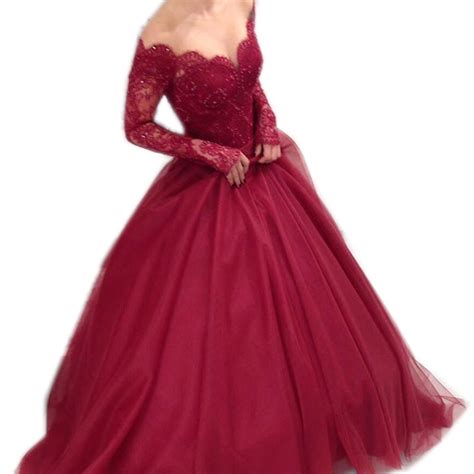Sheer Long Sleeves Prom Dressball Gowns Prom Dresselegant Evening