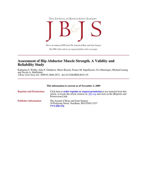 Pdf Assessment Of Hip Abductor Muscle Strength A Validity And