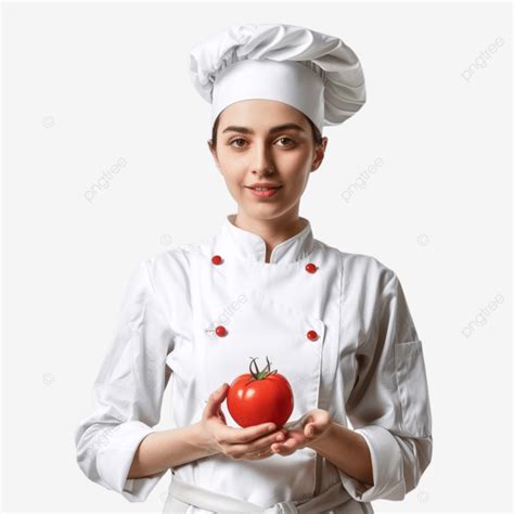 여성 요리사가 토마토를 들고 여자 요리사 보유 Png 일러스트 및 이미지 에 대한 무료 다운로드 Pngtree