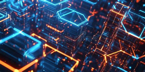 A Futuristic Abstract Background Featuring A Seamless Network Of Glowing Geometric Shapes Stock