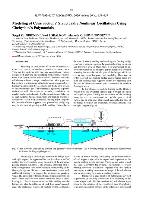 Pdf Modeling Of Constructions Structurally Nonlinear Oscillations