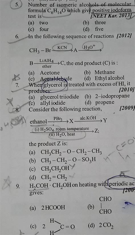 Number Of Isomeric Alcohols Of Molecular Formula C6 H14 O Which Give Pos