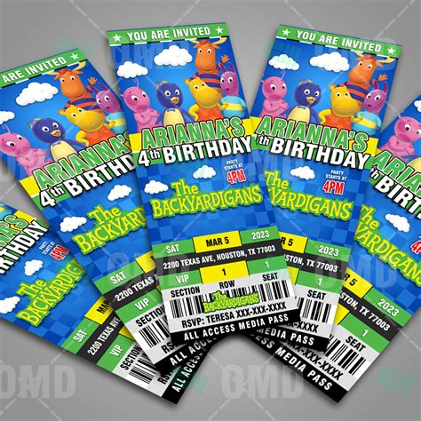 The Backyardigans Ticket Style Birthday Cartoon Invites Cartoon Invites