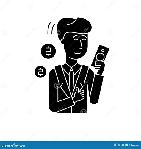 Rich Man Black Icon Vector Sign On Isolated Background Rich Man