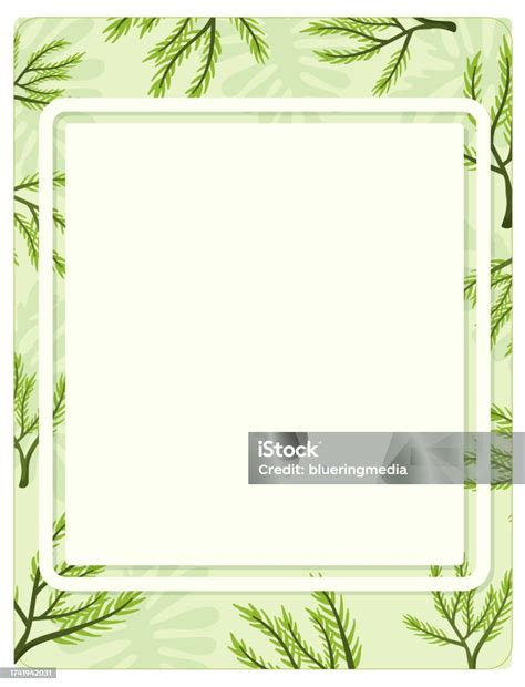 Daun Pohon Tropis Hijau Aframe Border Template Ilustrasi Stok Unduh