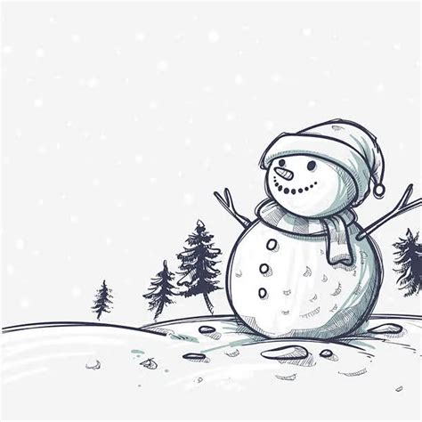 矢量雪人图宝宝 https bao16 雪人 线稿 矢量 树木 冬景图片 手绘 插画 动漫图片素材 花瓣网