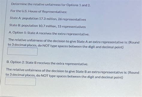 Solved Determine The Relative Unfairness For Options 1 And