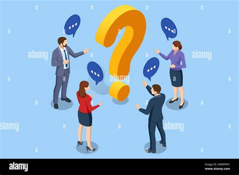 Isometric Question Marks Message Box With Question Chatbot Technology