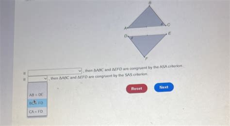 Solved Then ABC And EFD Are Congruent By The ASA Criterion