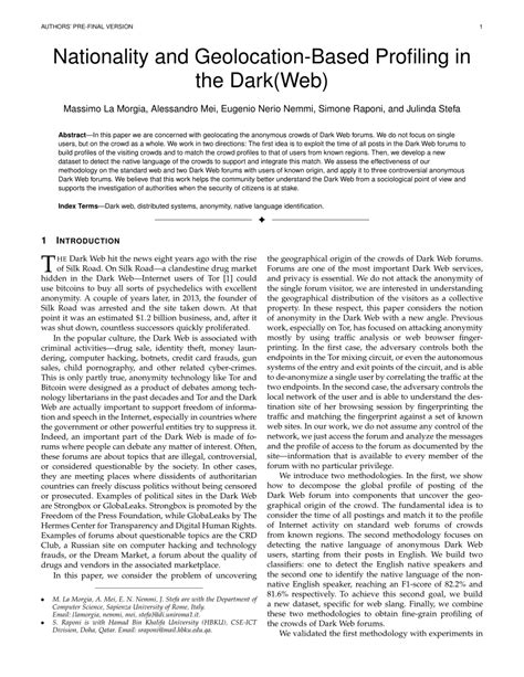 Pdf Nationality And Geolocation Based Profiling In The Darkweb