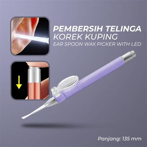 Jual Pembersih Telinga Korek Kuping Spoon Ear Wax With Led Purple