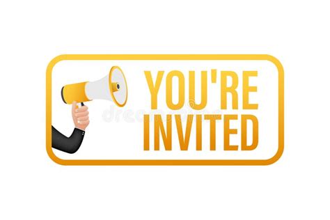 Megaphone Banner Business Concept With Text You Re Invited Vector