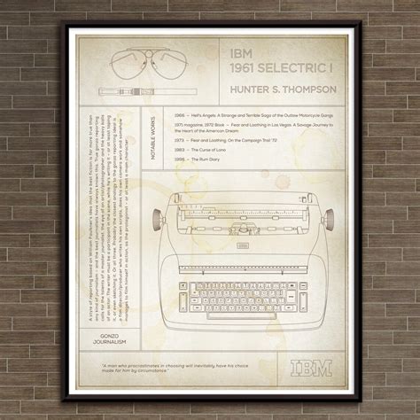 Ibm Selectric I Hunter S Thompson Typewriter Parchment Print Etsy
