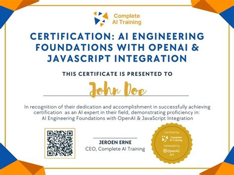 Certification Ai Engineering Foundations With Openai And Javascript Integration