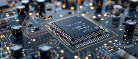 Electronic Circuit Microchip Boards Are Printed In A Flat Brain Shaped Pcb With A Chip In The