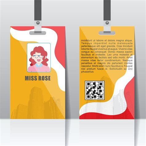 Простой и понятный шаблон дизайна удостоверения личности Премиум векторы