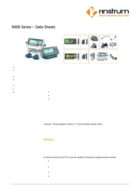 Rinstrum R423 Stainless Steel Weight Indicators Instructions