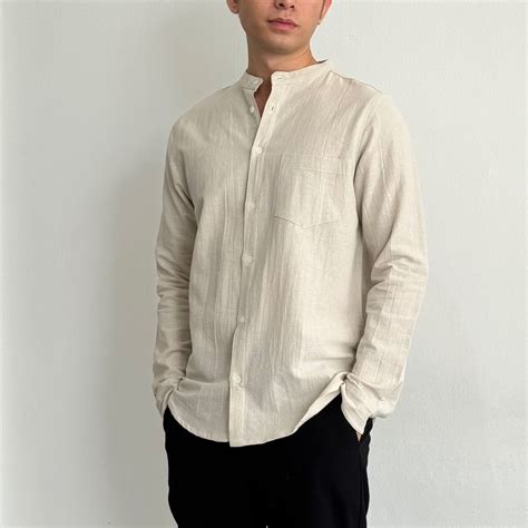 Jual COZYCLUB Nathan Koko Linen Kemeja Koko Pria Lengan Panjang 101