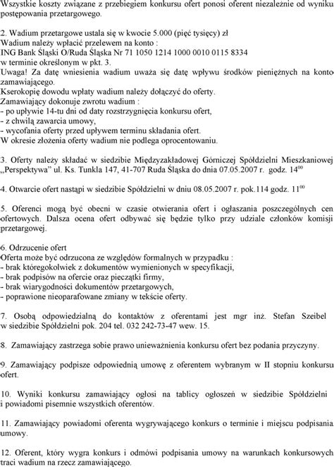 SPECYFIKACJA ISTOTNYCH WARUNKÓW ZAMÓWIENIA PDF Free Download