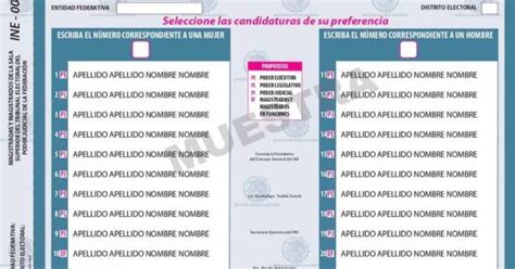 Elección Judicial Modelo de Boleta para Poder Judicial de la Federación