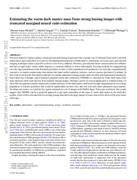 Pdf Estimating The Warm Dark Matter Mass From Strong Lensing Images With Truncated Marginal