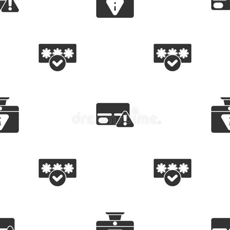 Set Monitor With Exclamation Mark Credit Card And Password Protection On Seamless Pattern