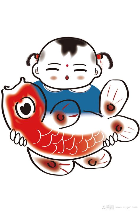 年画福娃图片鲤鱼年画福娃图片简笔画大山谷图库