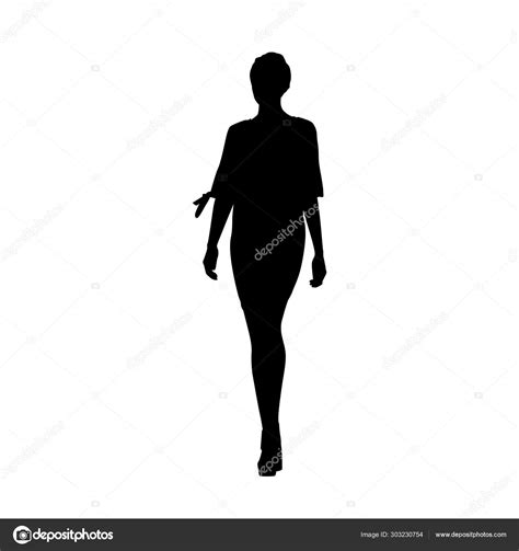 Femme debout silhouette vectorielle isolée Corps mince talon haut