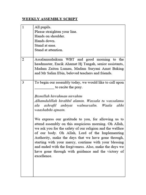 Weekly Assembly Script Pdf