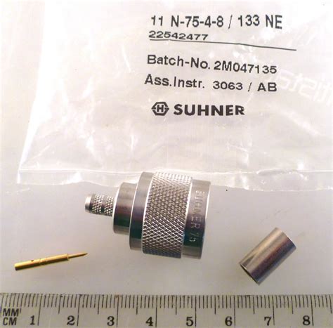 Suhner 11 N 75 4 8 133ne 75 Ohm N Type Crimp Connector Om0733d Rich Electronics