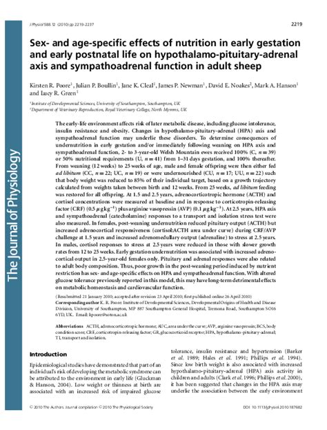 Pdf Sex And Age Specific Effects Of Nutrition In Early Gestation And Early Postnatal Life On