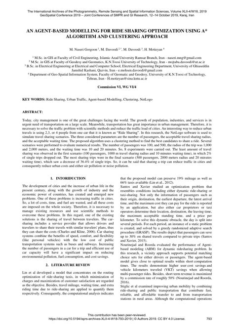 pdf an agent based modelling for ride sharing optimization using a