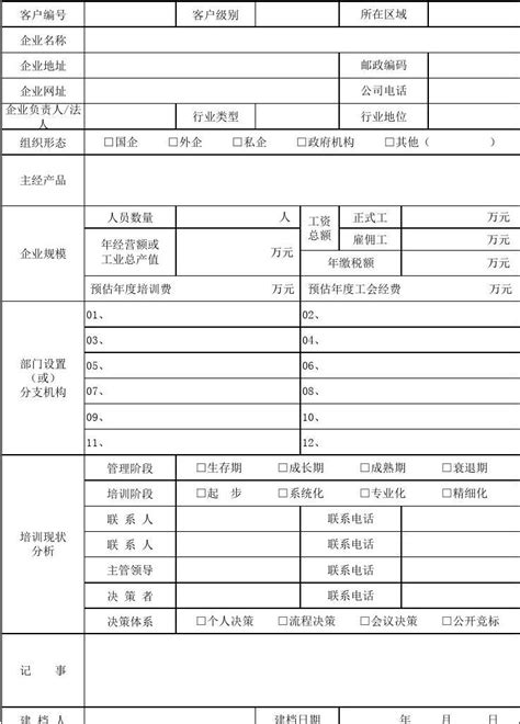 客户档案信息表 word文档在线阅读与下载 无忧文档